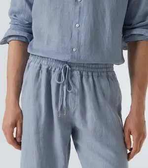 Thom Sweeney Linen Straight Pants - Blue