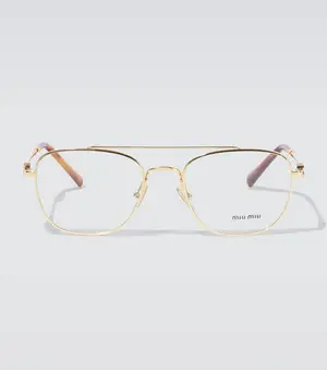 Miu Miu Aviator Glasses - Gold