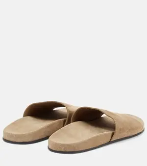 THE ROW Hugh Suede Slides - Beige