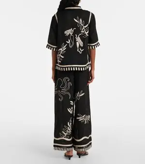 ERES Crab Embroidered Linen Shirt - Black