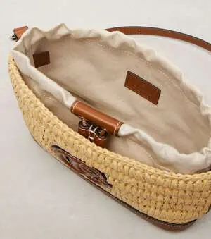 Gucci Woven Leather-trimmed Shoulder Bag
