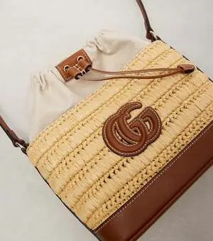 Gucci Woven Leather-trimmed Shoulder Bag