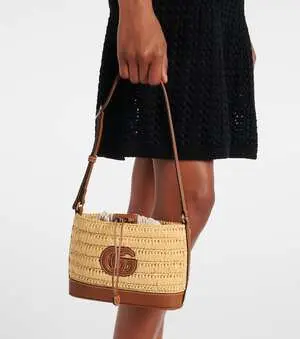 Gucci Woven Leather-trimmed Shoulder Bag
