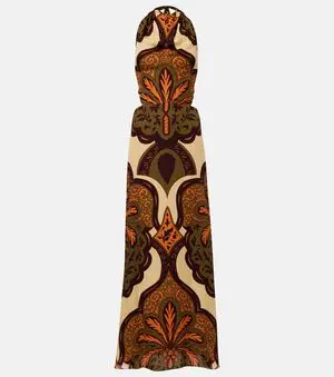 Johanna Ortiz Halterneck Printed Silk Maxi Dress - Multicoloured