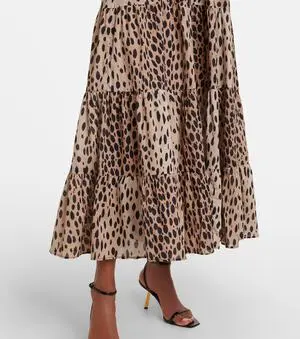 Rixo Tiered Leopard-print Cotton Maxi Dress