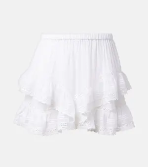 Women's White Ruffle Shorts