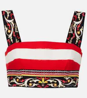 Dolce & Gabbana Striped Cotton-blend Bra Top - Red