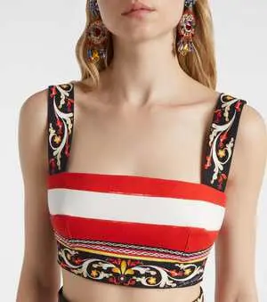 Dolce & Gabbana Striped Cotton-blend Bra Top