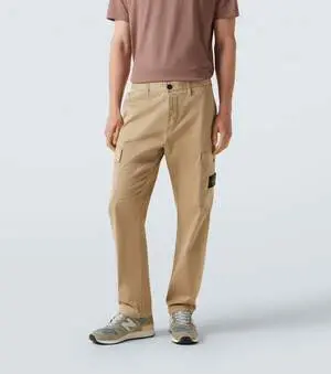 Stone Island Logo Cotton Satin Cargo Pants