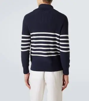 Brunello Cucinelli Striped Half-zip Cotton Sweater