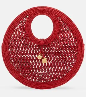 Jacquemus Spiaggia Small Raffia Top Handle Bag - Red