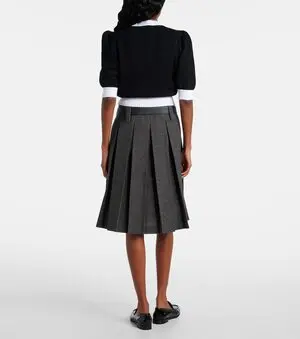 Prada Cropped Waffle-knit Cotton Sweater With Contrast Trim