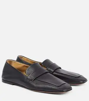 THE ROW Square Toe Leather Loafers - Black