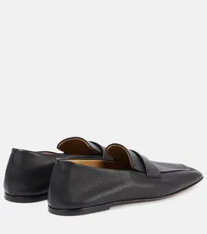 THE ROW Square Toe Leather Loafers - Black
