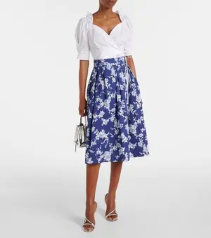 Carolina Herrera Floral Faille Midi Skirt - Multicoloured