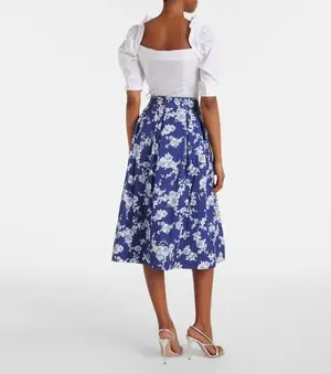 Carolina Herrera Floral Faille Midi Skirt - Multicoloured