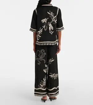 ERES Crab Embroidered Linen Shirt - Black