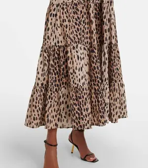 Rixo Leopard-print Cotton Maxi Dress - Brown