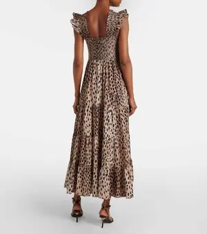 Rixo Leopard-print Cotton Maxi Dress - Brown
