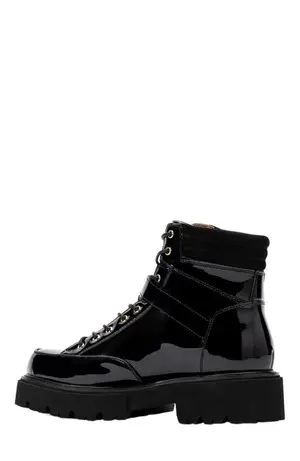 MARC NOLAN Ms. Atlas Leather Strap Boots - Black Patent