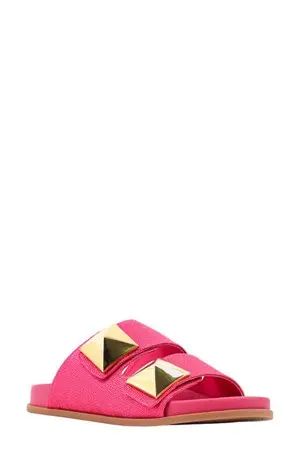 SHU SHOP Bernarda Studded Slide Sandal - Fuchsia Woven