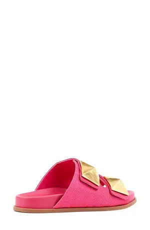 SHU SHOP Bernarda Studded Slide Sandal - Fuchsia Woven