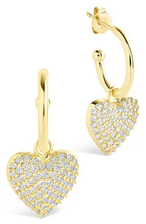 Sterling Forever Disco Heart Hoop Earrings - Gold