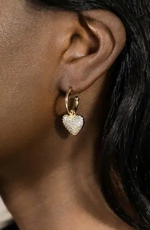Sterling Forever Disco Heart Hoop Earrings - Gold