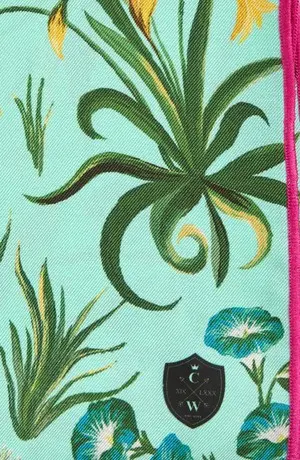 CLIFTON WILSON Floral Silk Pocket Square - Teal