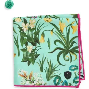 CLIFTON WILSON Floral Print Pocket Square - Teal