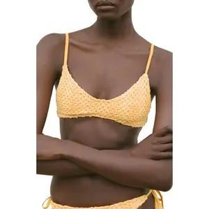 Mango Crochet Bikini Top - Pastel Yellow