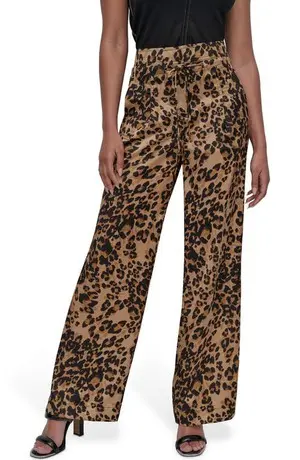 Dkny Print Drawstring Wide Leg Pants