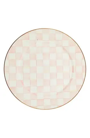 MACKENZIE-CHILDS Rosy Check Enameled Steel Serving Platter - Pink/ White