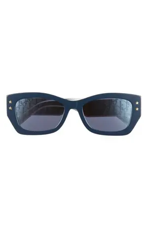 Dior Pacific S2u 53mm Rectangular Sunglasses - Shiny Blue / Smoke Mirror