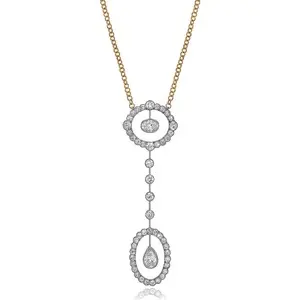 MINDI MOND Double Floating Diamond Pendant Platinum Necklace