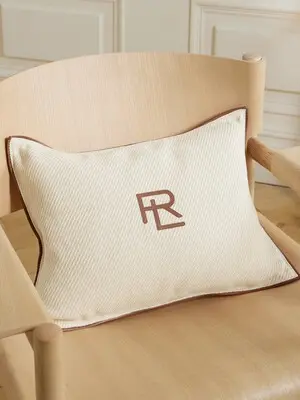 Ralph Lauren Jean Leather-trimmed Cotton-twill Cushion - Neutrals