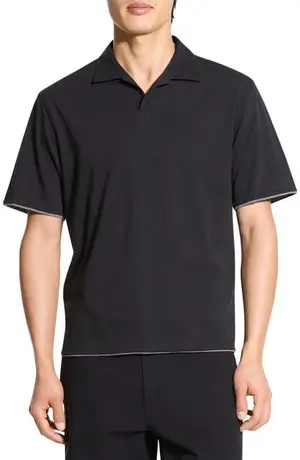 Theory Layered Pima Cotton Polo - Black/ Carbon