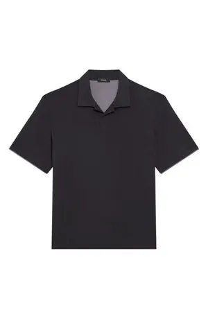 Theory Layered Pima Cotton Polo - Black/ Carbon