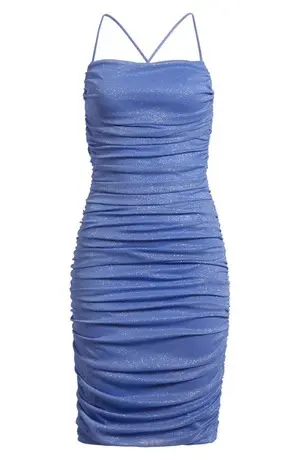 JUMP APPAREL Glitter Ruched Lace-back Body-con Dress