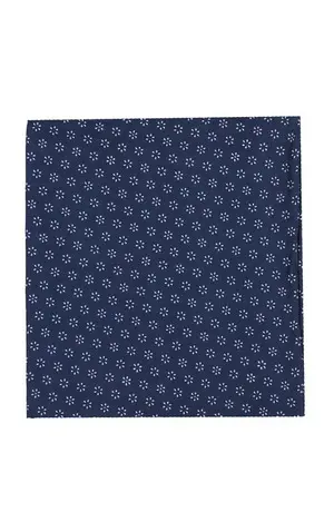 BROOKLYN BRIGADE Geo Flower Cotton Pocket Square - Navy