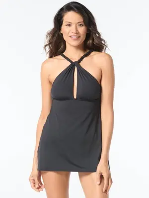 COCO CONTOURS Muse Bra Sized Twist High Neck Swimdress - Black
