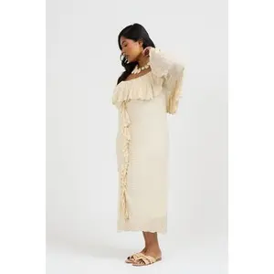FASHION-SZN CURVE Ruffle Bardot Mesh Midi Dress