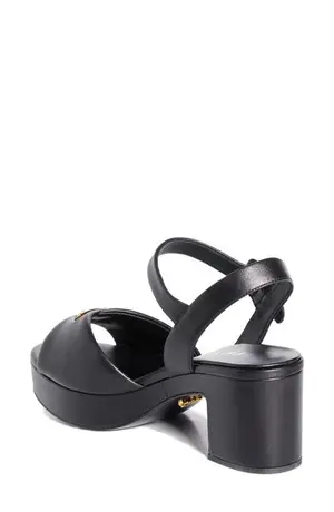 Prada Logo Platform Sandal - Nero