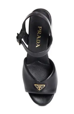 Prada Logo Platform Sandal - Nero