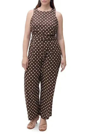 Mango Belted Sleeveless Linen Blend Jumpsuit