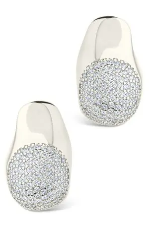 Sterling Forever Wesley Pavé Cubic Zirconia Hoop Earrings - Silver