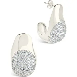 Sterling Forever Wesley Pavé Cubic Zirconia Hoop Earrings - Silver