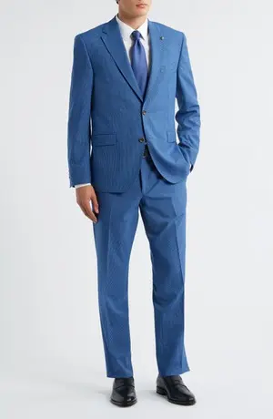 JACK VICTOR Esprit Micro Houndstooth Super 130s Wool Suit - Blue
