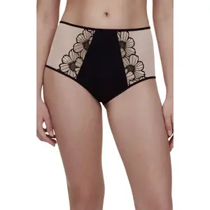 Chantelle Embroidered High Waist Briefs - Black/ Rose