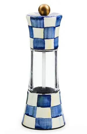 MACKENZIE-CHILDS Royal Check Enameled Steel Grinder - Blue/white